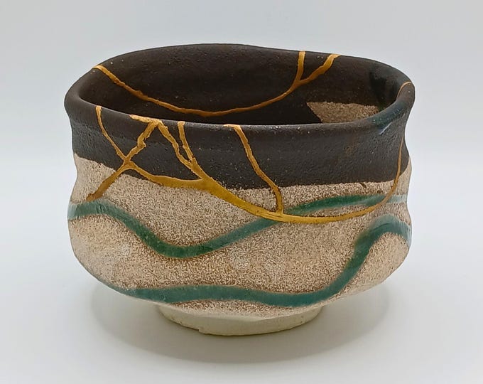 24k Gold Genuine Kintsugi Matcha Bowl, Food Safe Chawan, Tea Ceremony ...