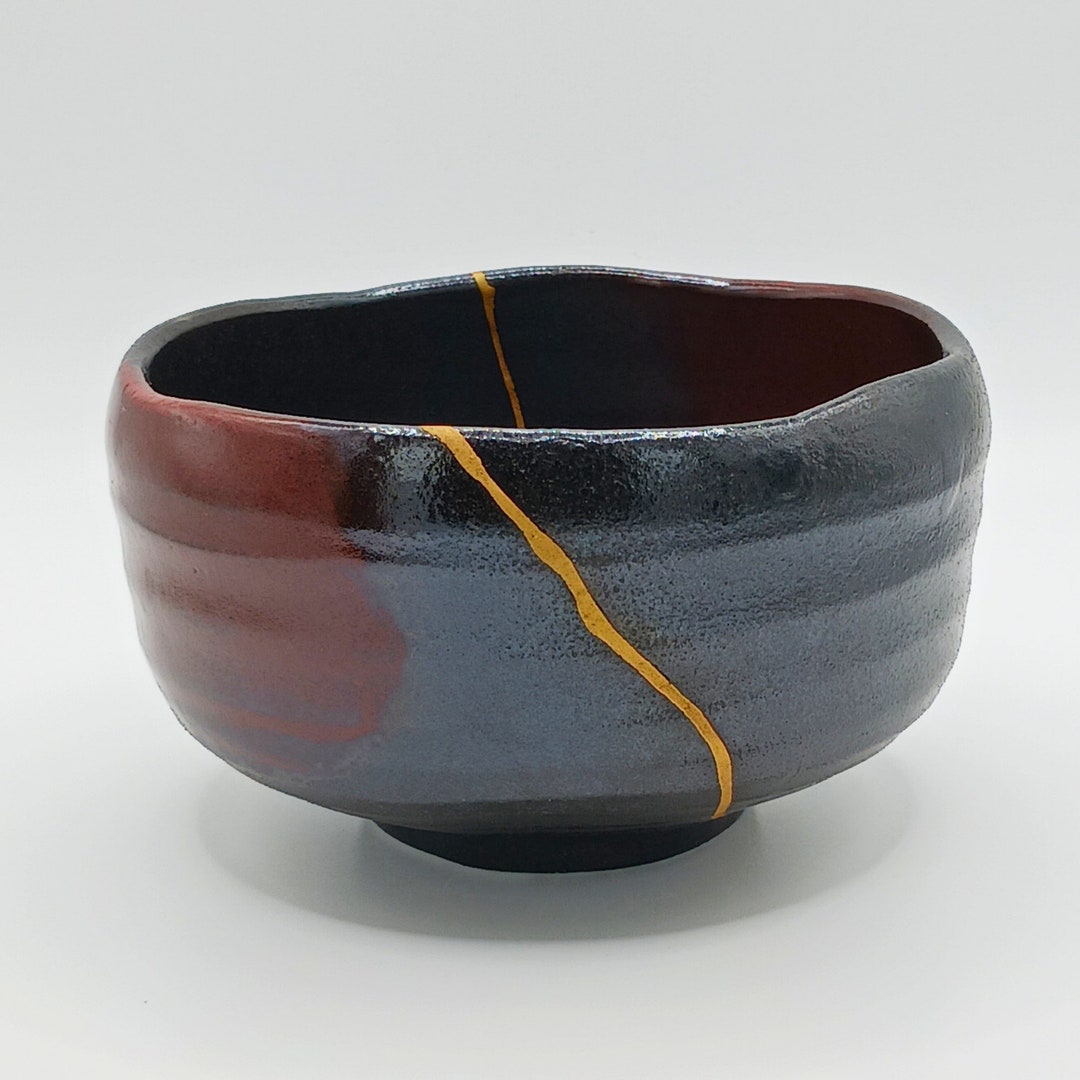 24k Gold Genuine Kintsugi Matcha Bowl, Food Safe Chawan, Tea Ceremony ...