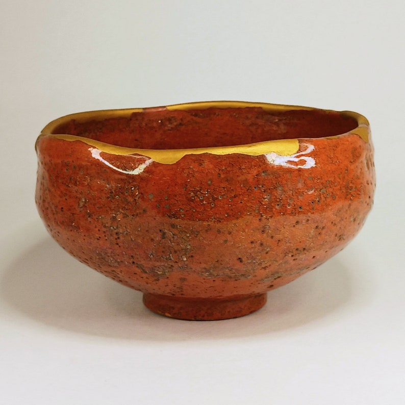 Vintage Genuine Kintsugi Chawan, Food Safe 24k Gold, Raku Ware Matcha ...