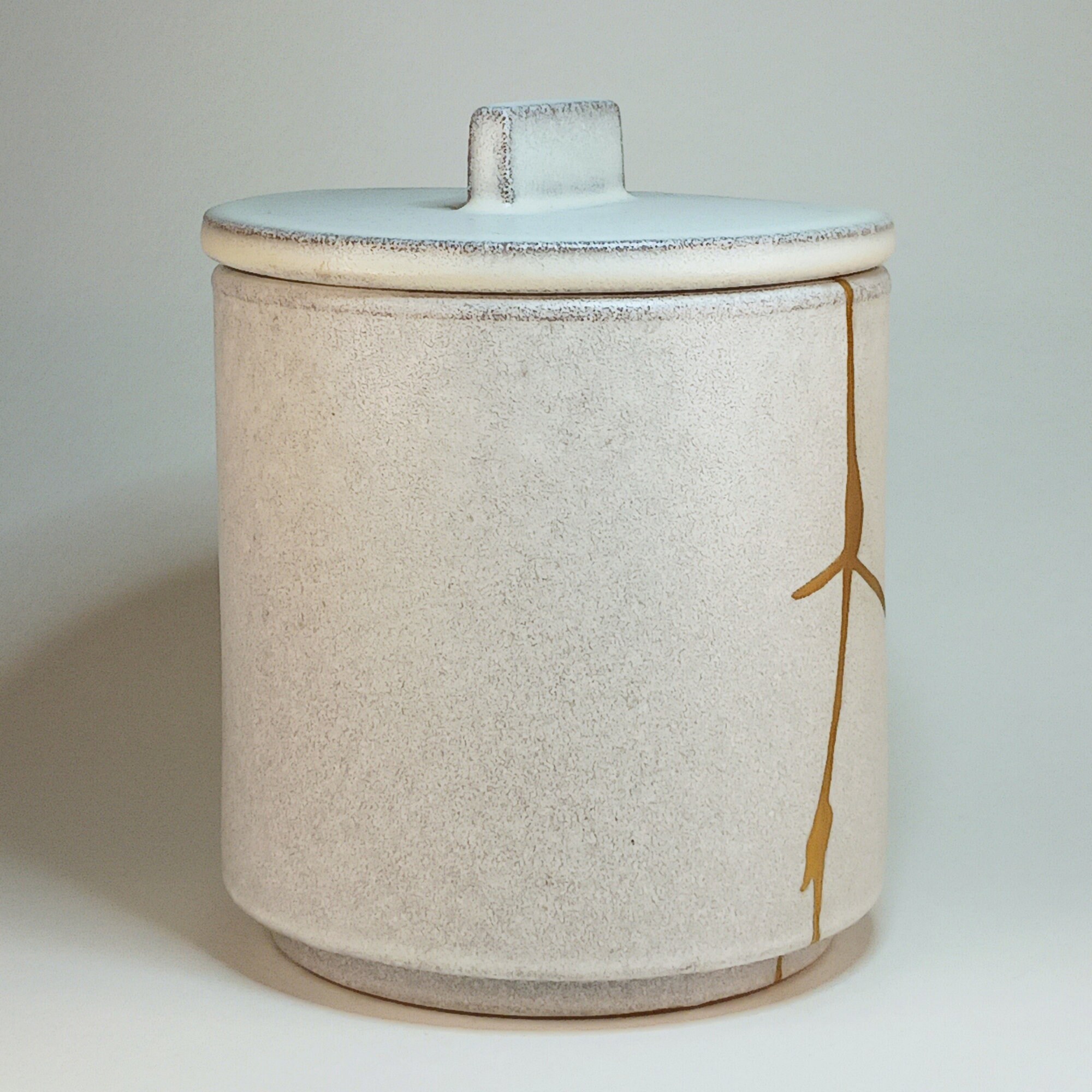 Genuine Kintsugi Repair, Food Safe 24k Gold, White Stoneware Container ...