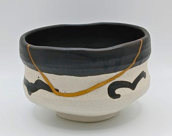 24k Gold Genuine Kintsugi Matcha Bowl, Food Safe Chawan, Tea Ceremony ...
