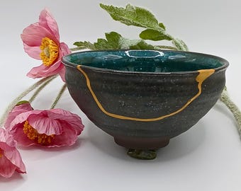 24k Gold Genuine Kintsugi Matcha Bowl, Food Safe Chawan, Tea Ceremony ...