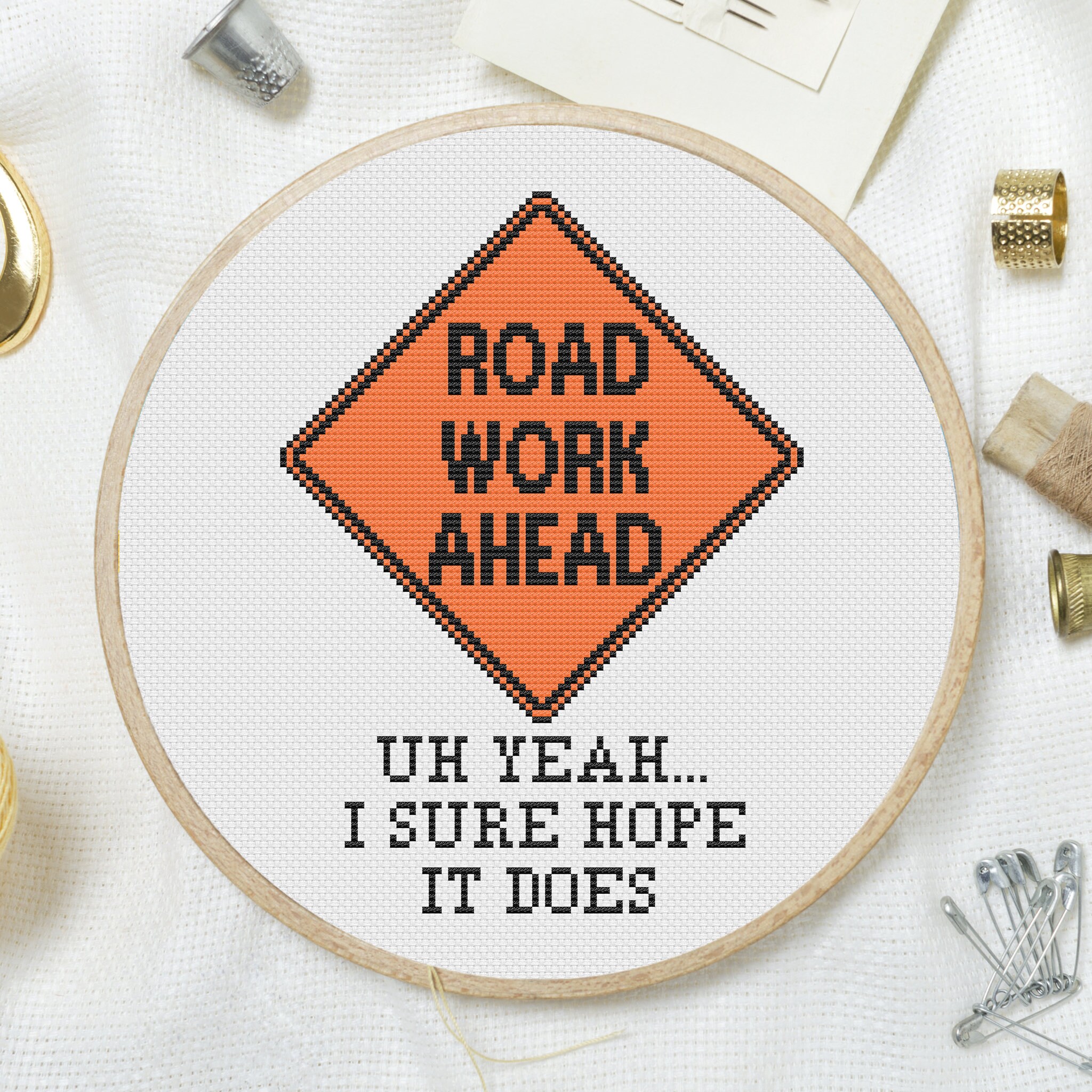 Road Work Ahead Meme Cross Stitch Pattern PDF Funny Cross - Etsy