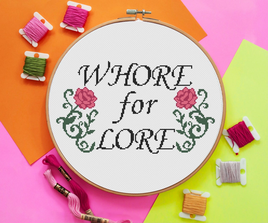 Whore for Lore Cross Stitch Pattern PDF, Funny Cross Stitch, Modern ...