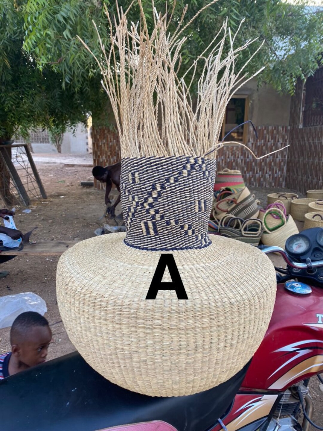 African Woven Art Basket / Cottage Basket/ Floor Basket/ Restaurant ...