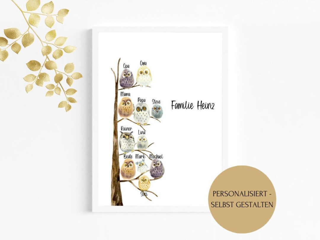 Family Tree // Owl Family // Family Tree Trunk // Grandma Grandpa Gift ...