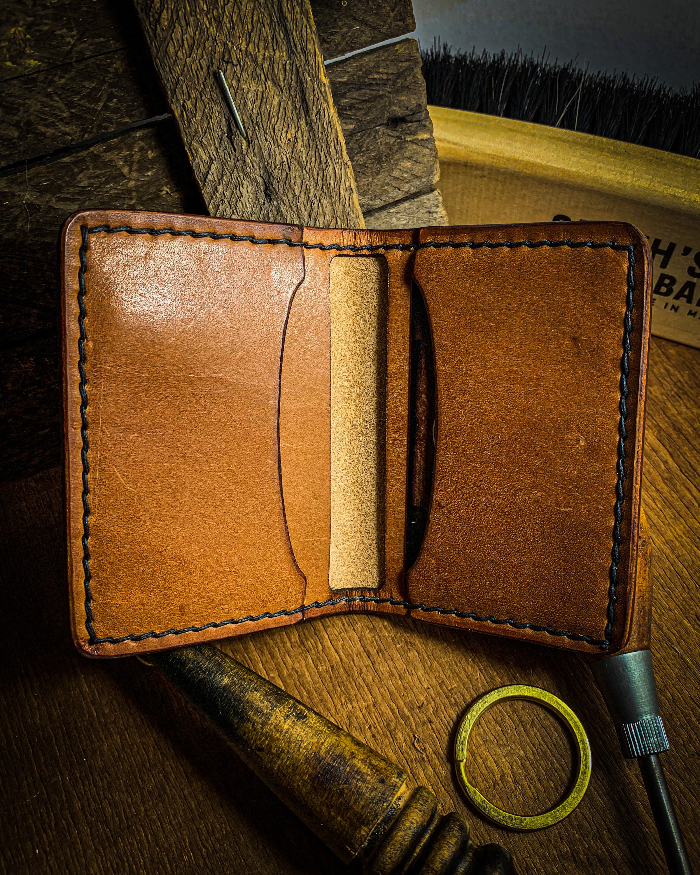 Handmade Leather Vertical Bifold Card Wallet - Etsy