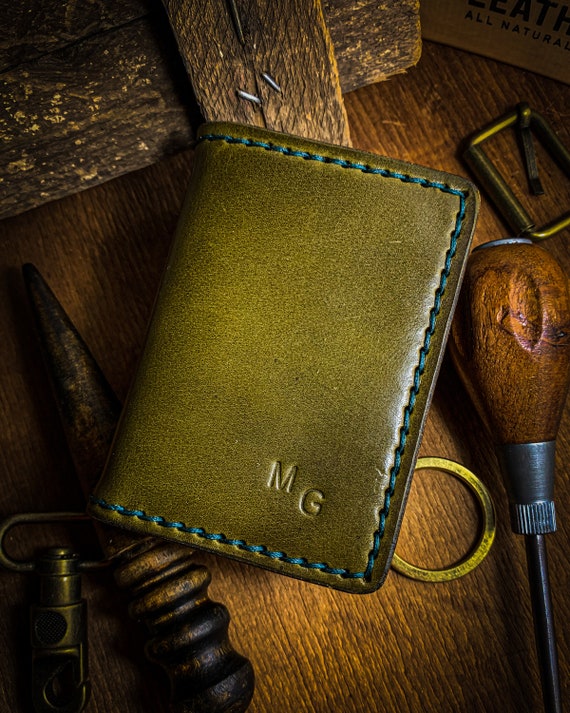 Handmade Leather Vertical Bifold Card Wallet | Etsy