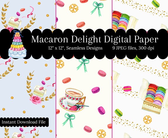 French Macarons Digital Download JPEG Scrapbooking Paper | Etsy
