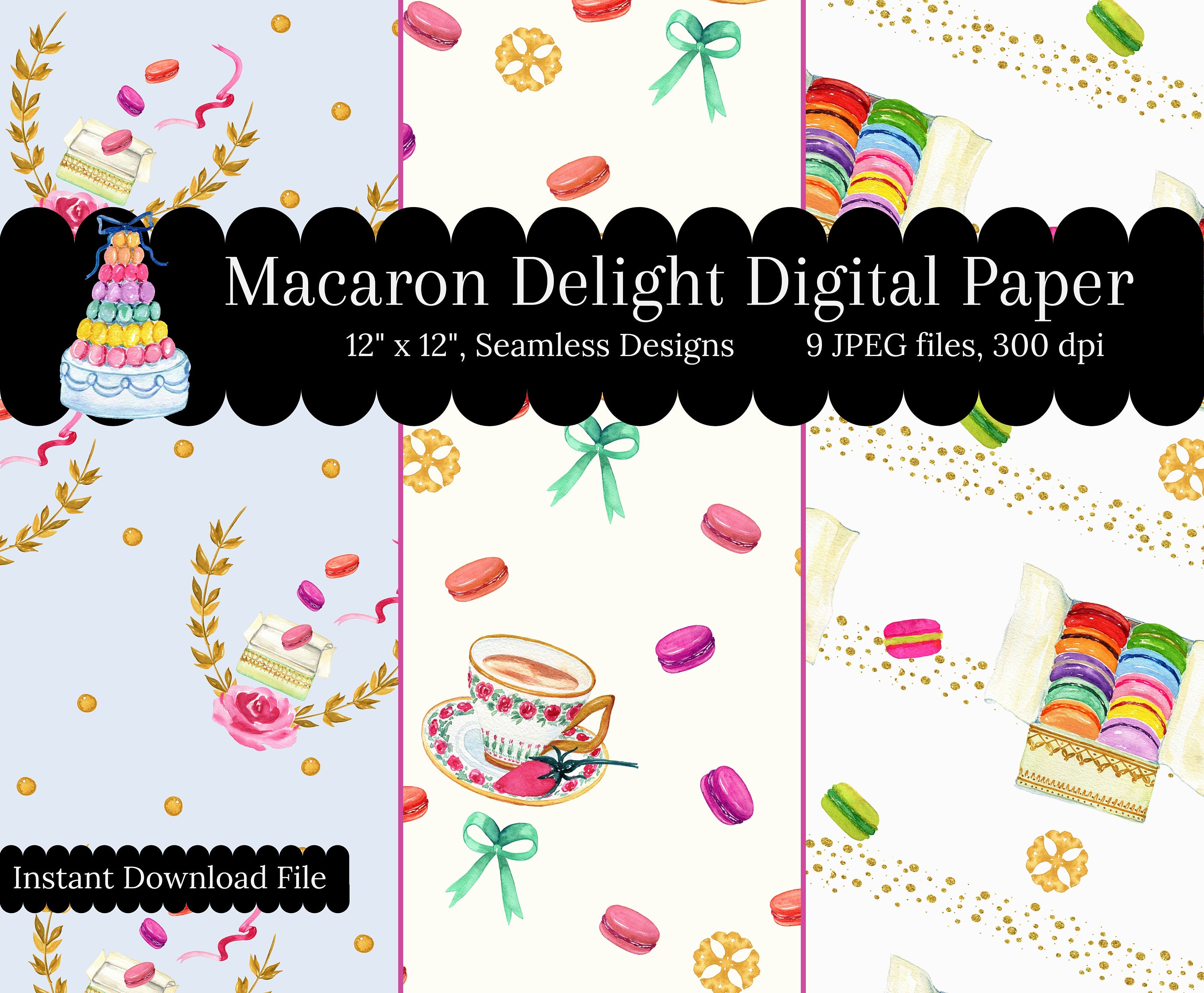French Macarons Digital Download, JPEG Scrapbooking Paper, Paris Travel ...