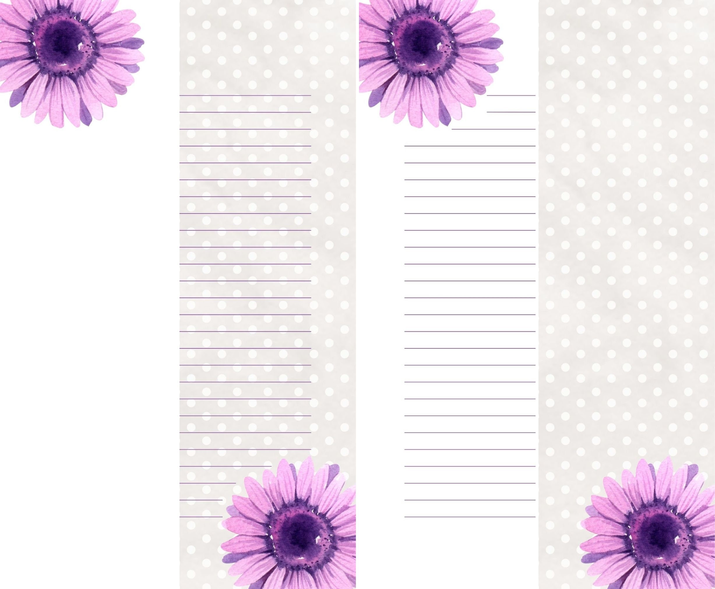 Printable Floral Stationery Paper, Flowers With Polka Dots, Instant ...