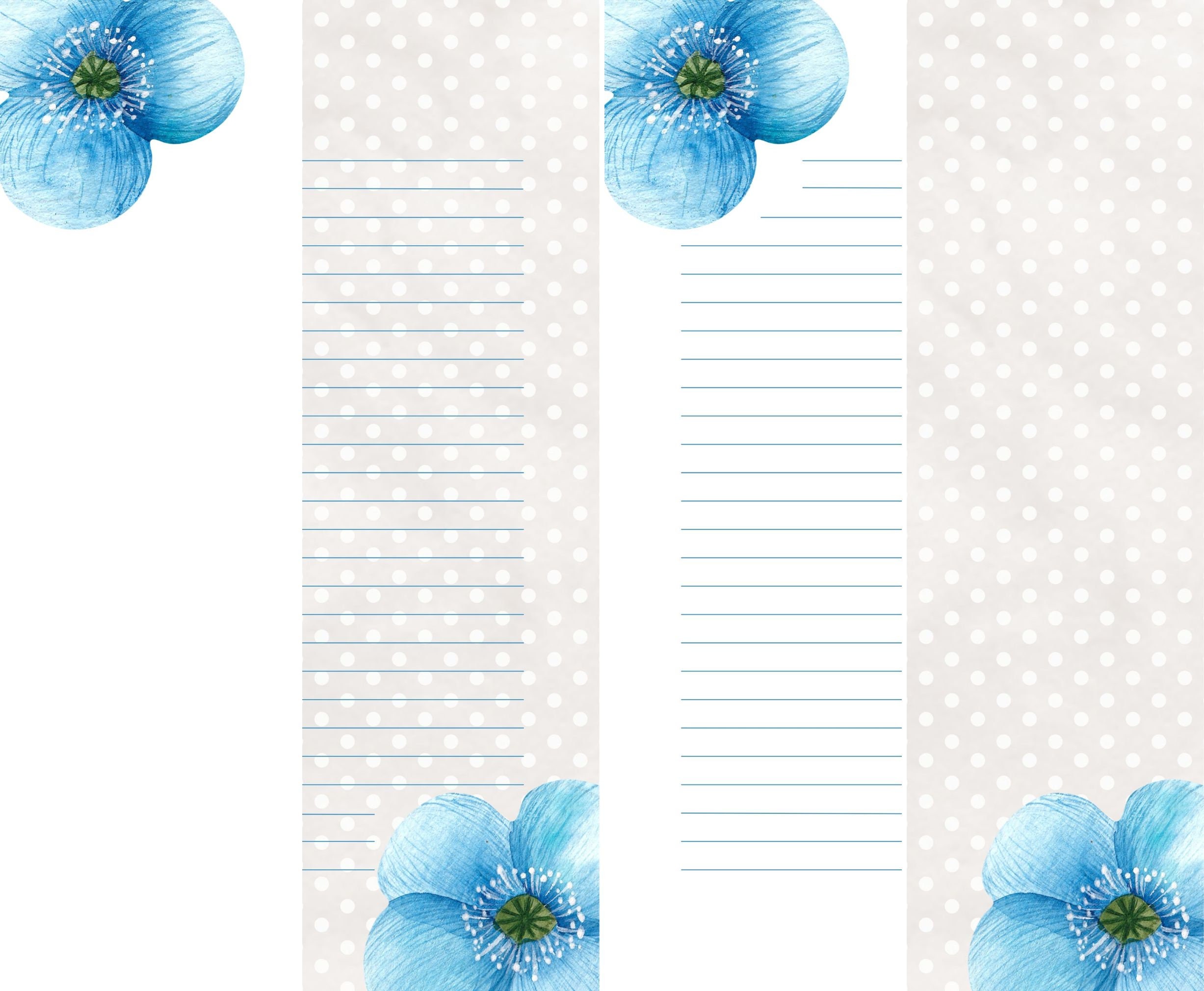 Printable Floral Stationery Paper, Flowers With Polka Dots, Instant ...