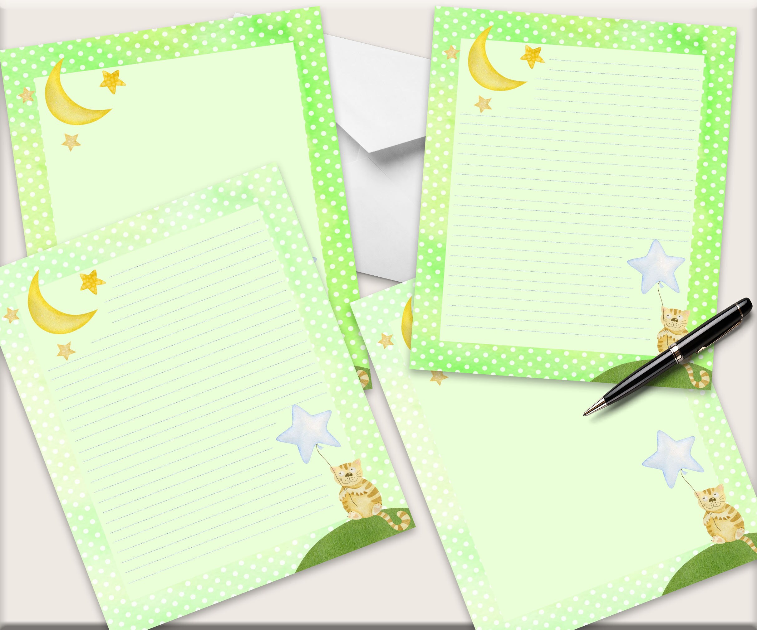 Cats Printable Stationery, Instant Download, Printable Note Paper, 8.5 ...