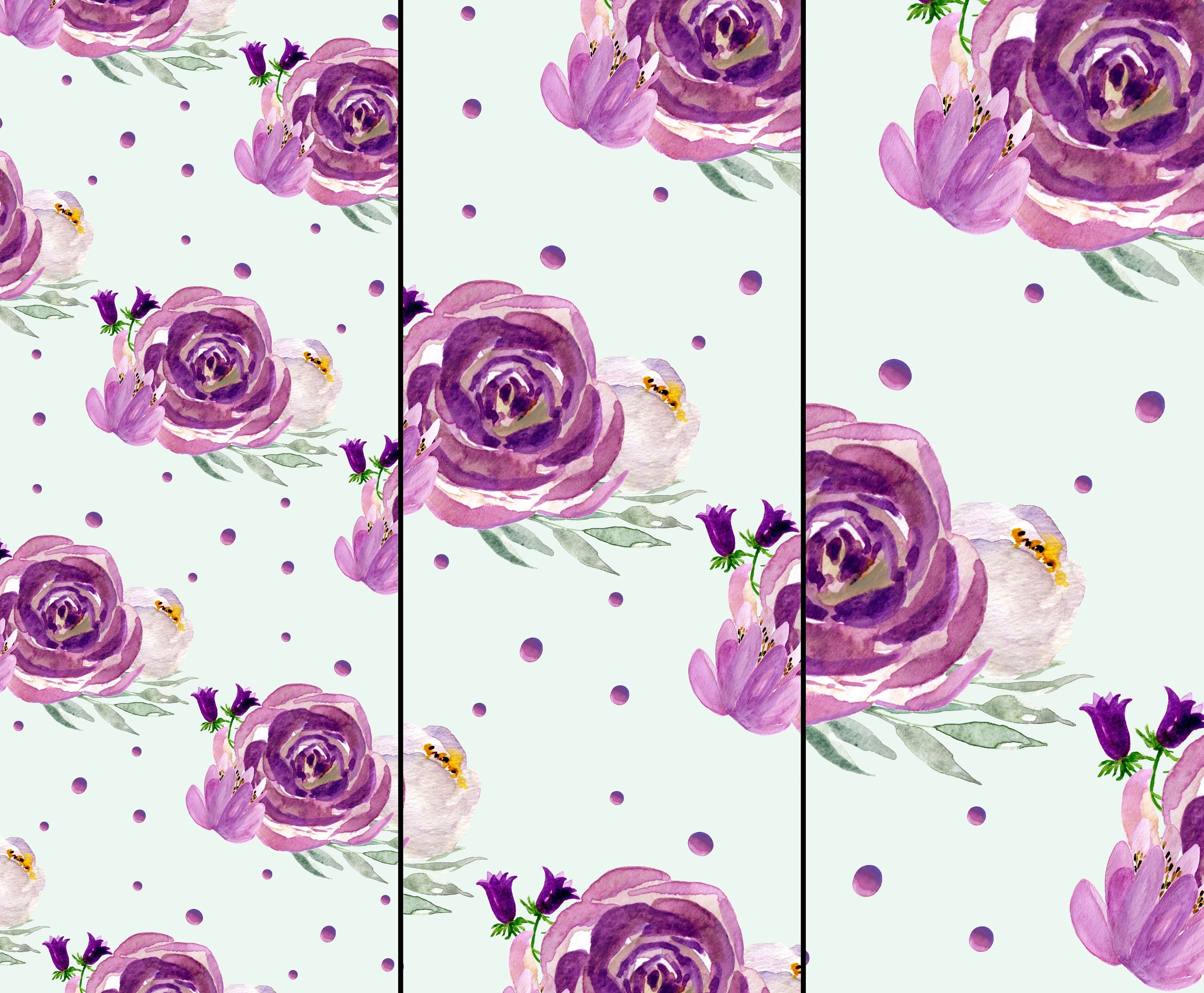 Floral Digital Paper Pack, Pink Flowers, Purple Flowers, Seamless, 9 ...