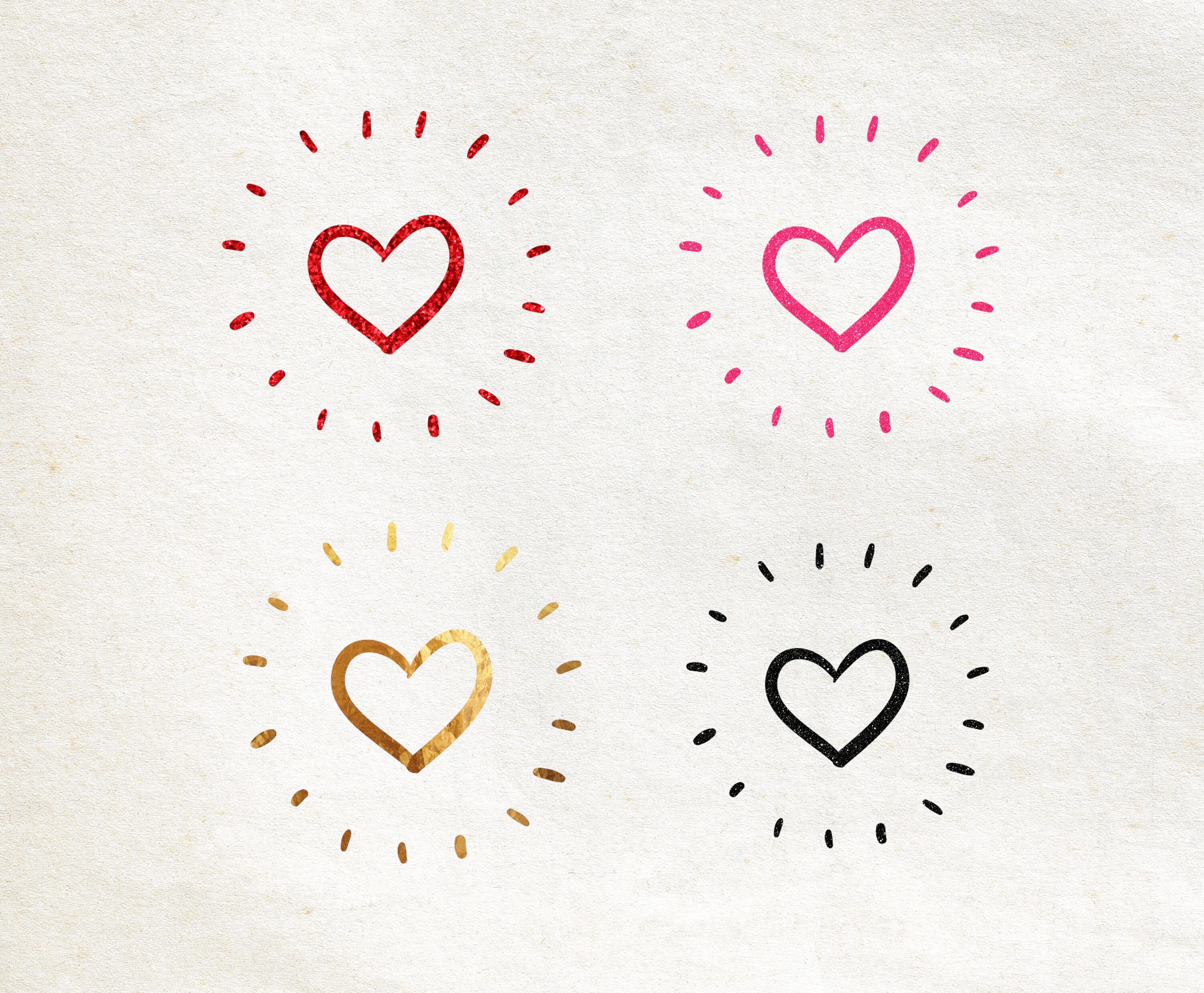 Glitter Hearts Clip Art, 34 PNG Files, Glitter, Gold Foil, Commercial ...