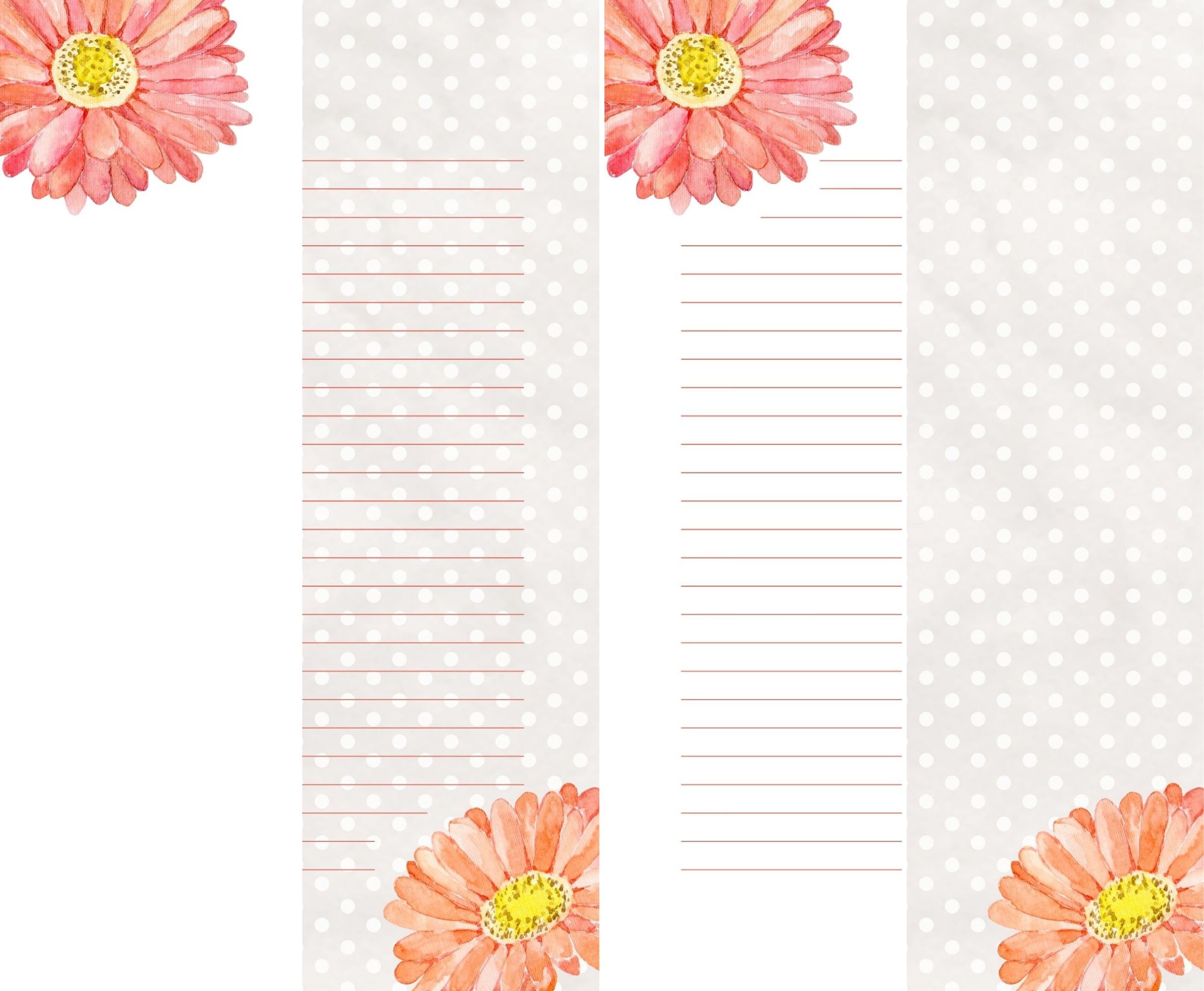 Printable Floral Stationery Paper, Flowers With Polka Dots, Instant ...