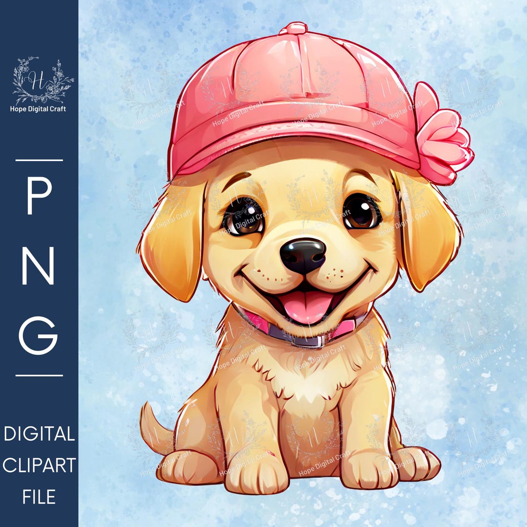 Valentine's Day Yellow Labrador Retriever Puppy PNG File Super Cute ...