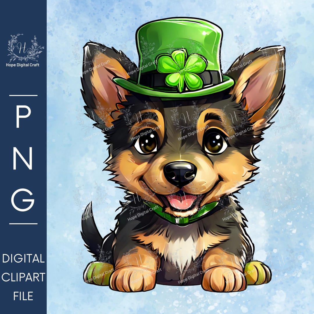 St Patrick's Day German Shepherd Puppy Dog PNG File Super Cute Puppies ...