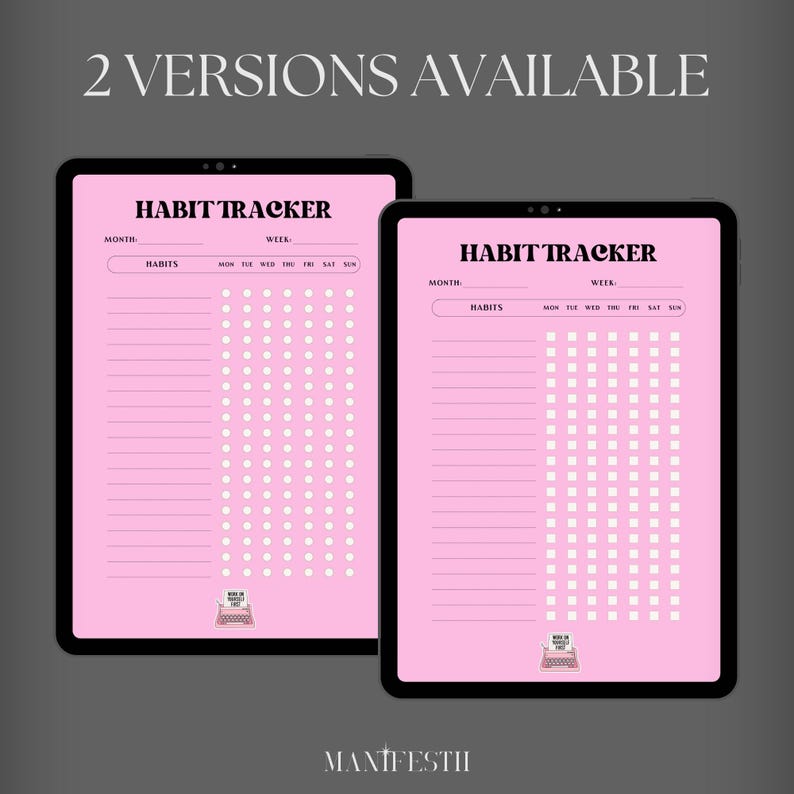 Habit Tracker Pink Retro Theme Printable Habit Tracker Sheets for ...