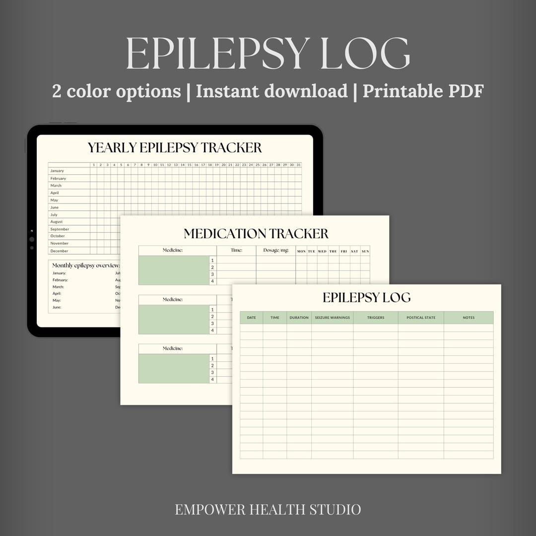 Epilepsy Log, Yearly Seizure Tracker Printable Trigger Log, Epilepsy ...
