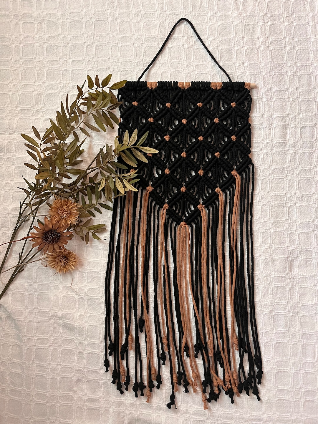 Black Macrame Wall Hanging - Etsy