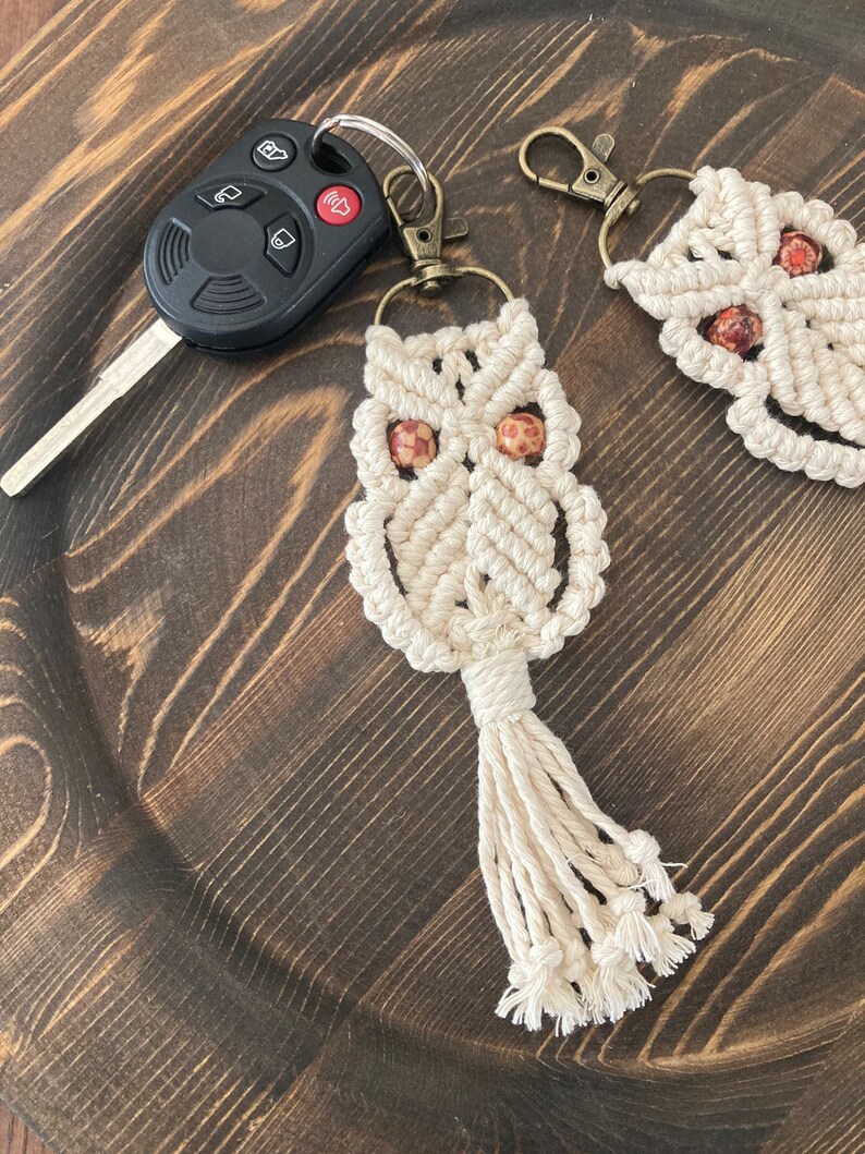 Macrame Owl Keychain - Etsy