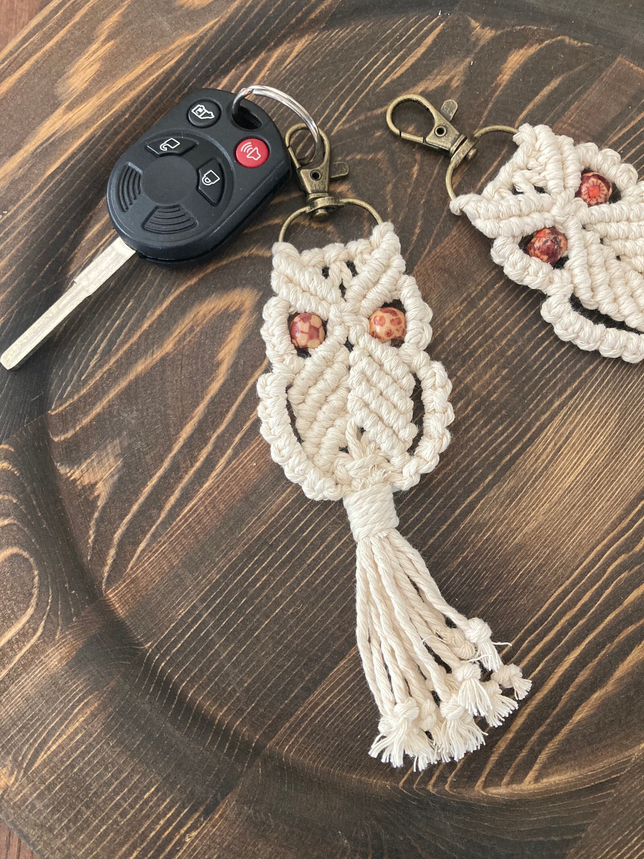 Macrame Owl Keychain - Etsy