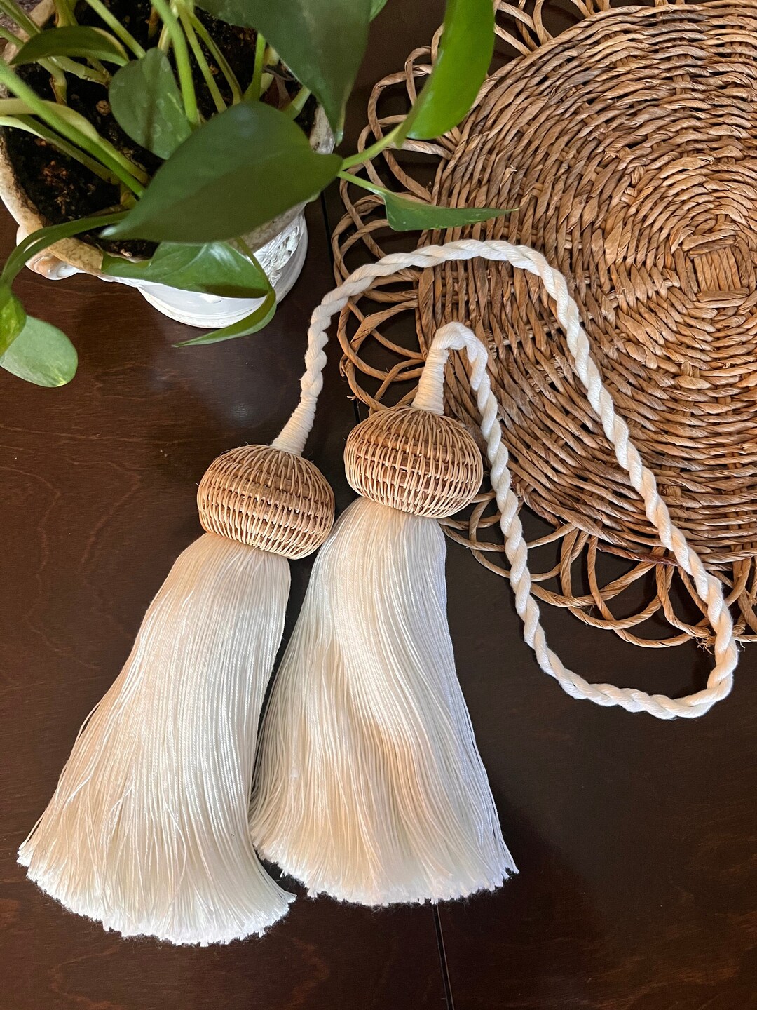 Large Wicker and Macrame Tassels - Etsy