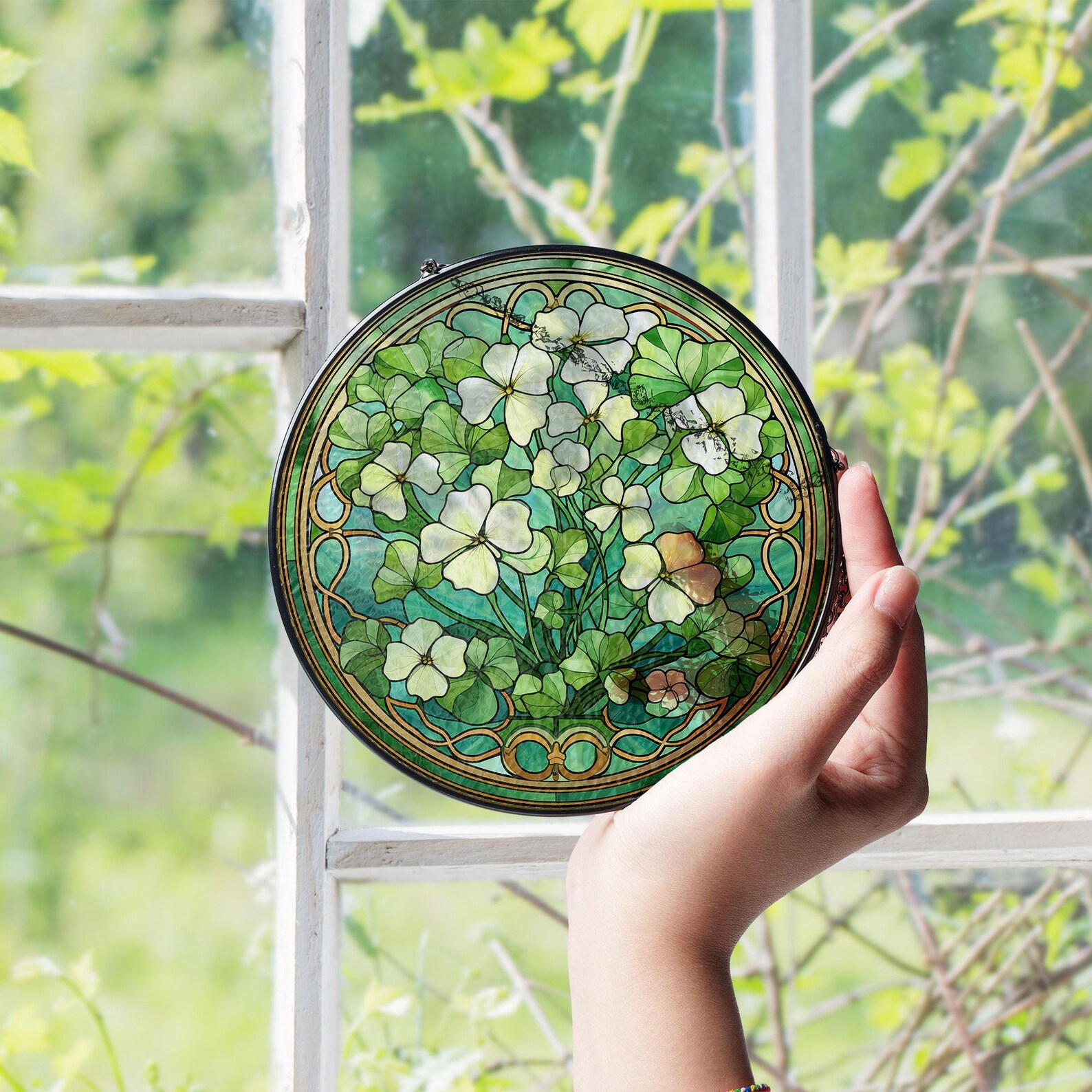 Handmade Stained Glass Clover Suncatcher, Nature-inspired Window ...