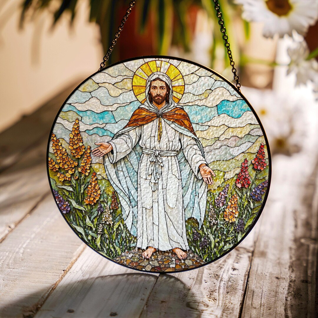 Stained Glass Jesus Sun Catcher Religious Window Art Gift for Mom - Etsy
