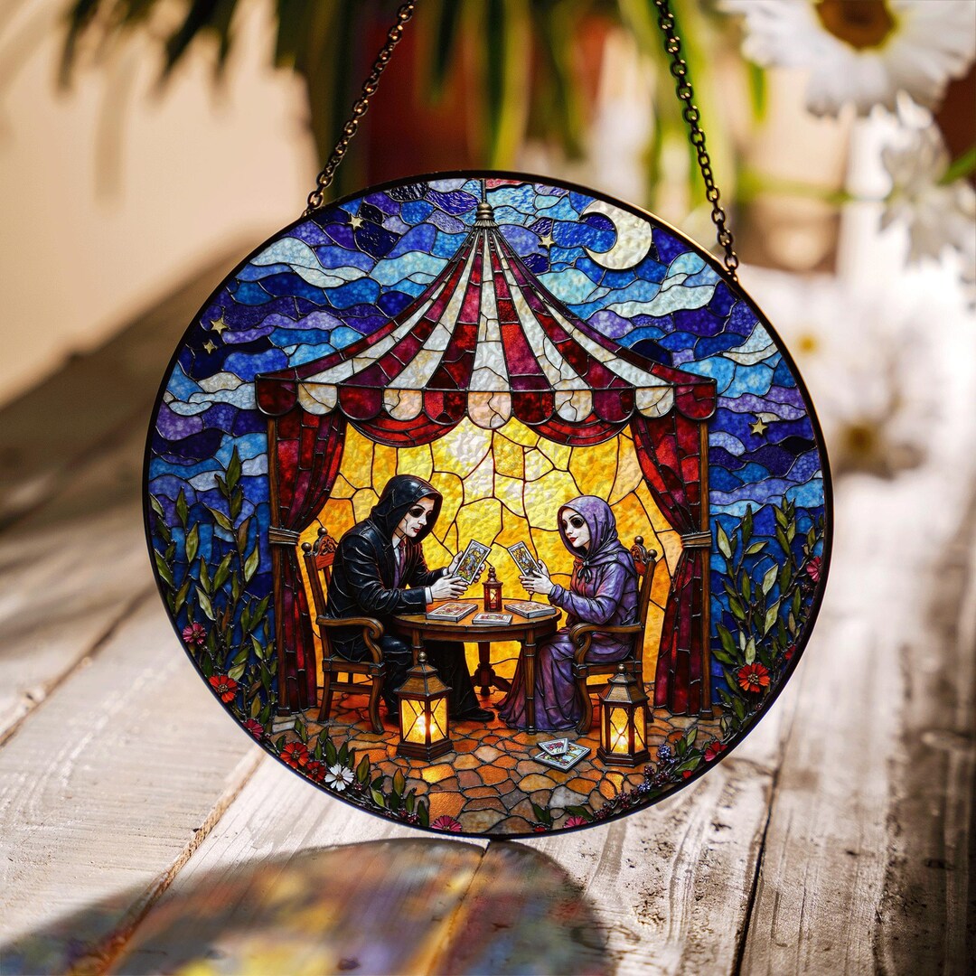 Tarot Reading Tent Scene Suncatcher Gothic Window Hanging Halloween ...