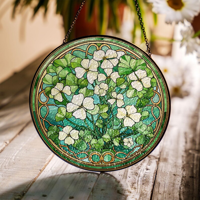 Handmade Stained Glass Clover Suncatcher, Nature-inspired Window ...