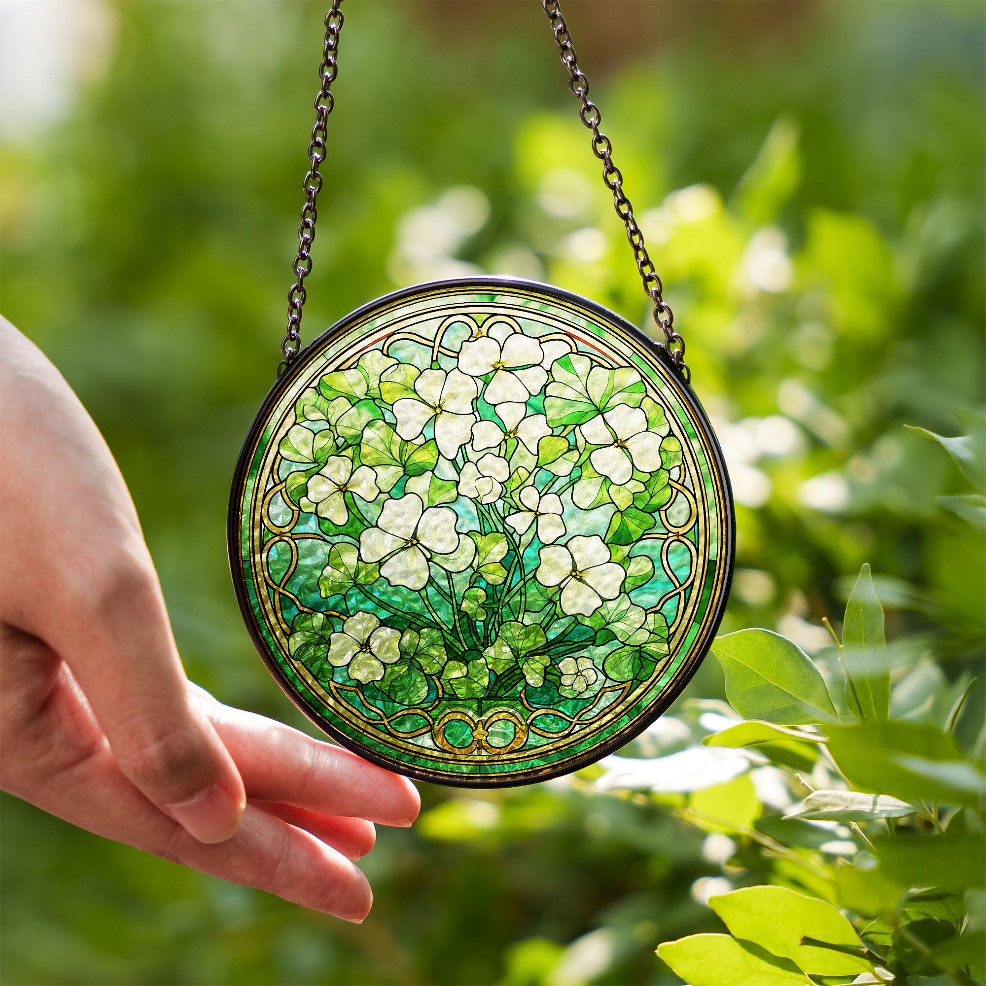 Handmade Stained Glass Clover Suncatcher, Nature-inspired Window ...