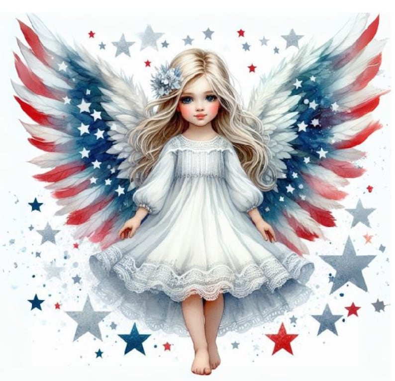 Independence Day, Patriotic Child Angels, United States Flag, Water ...