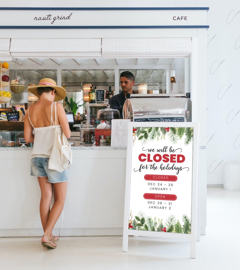 Customizable Holiday Shop Closed Sign: Printable Festive Signage ...