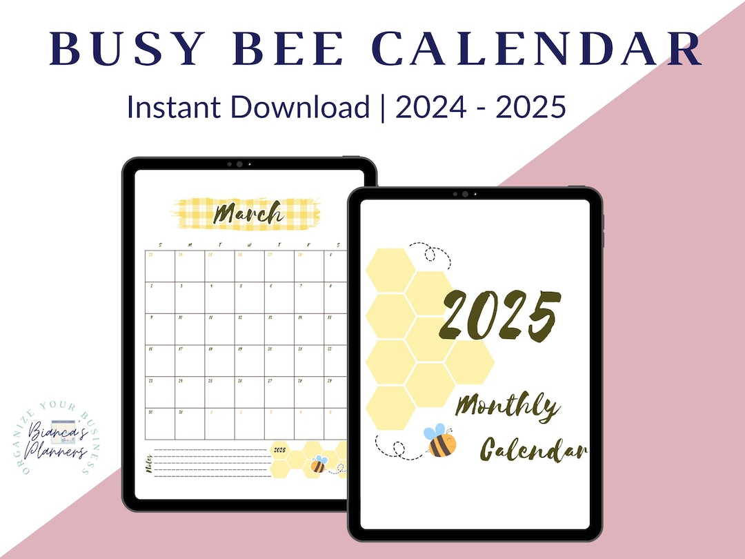 2025 Monthly Calendar | Bees and Sunflowers Design | Printable PDF ...