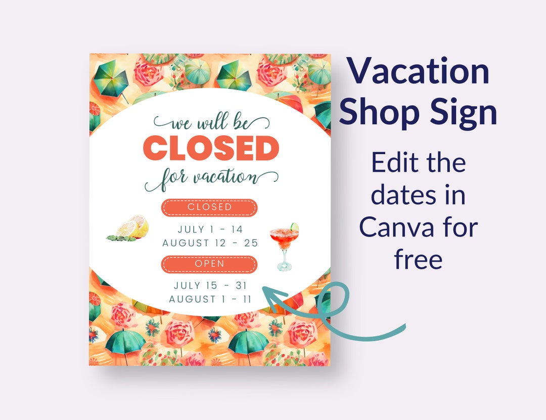 Customizable Shop Closed Sign | Printable | Fillable Shop Sign | Retail ...