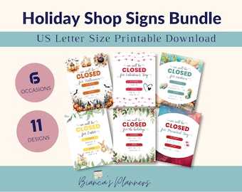 Customizable Holiday Closed Sign | Printable Shop Open Hours | December ...