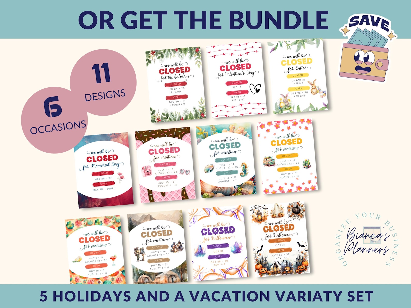 Customizable Holiday Closed Sign | Printable Shop Open Hours | December ...