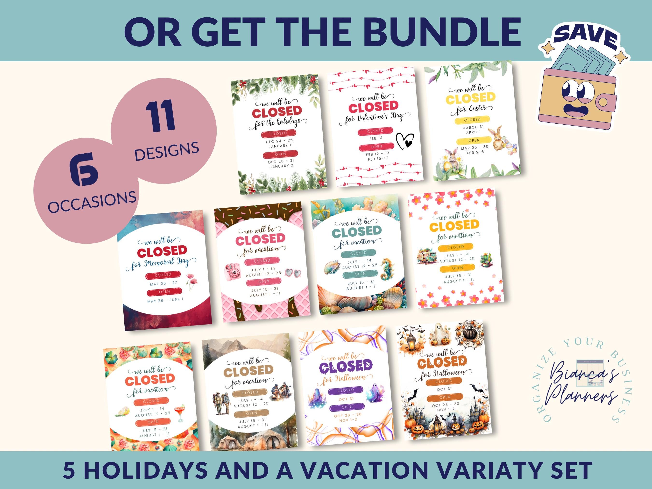Customizable Holiday Shop Closed Sign: Printable Festive Signage ...