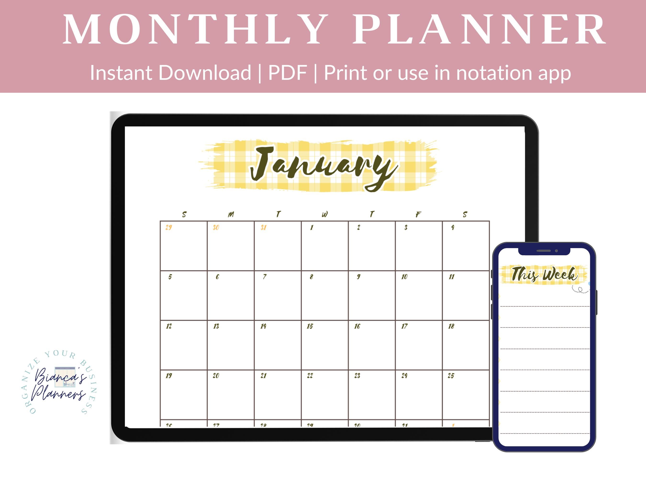 2025 Monthly Calendar | Bees and Sunflowers Design | Printable PDF ...