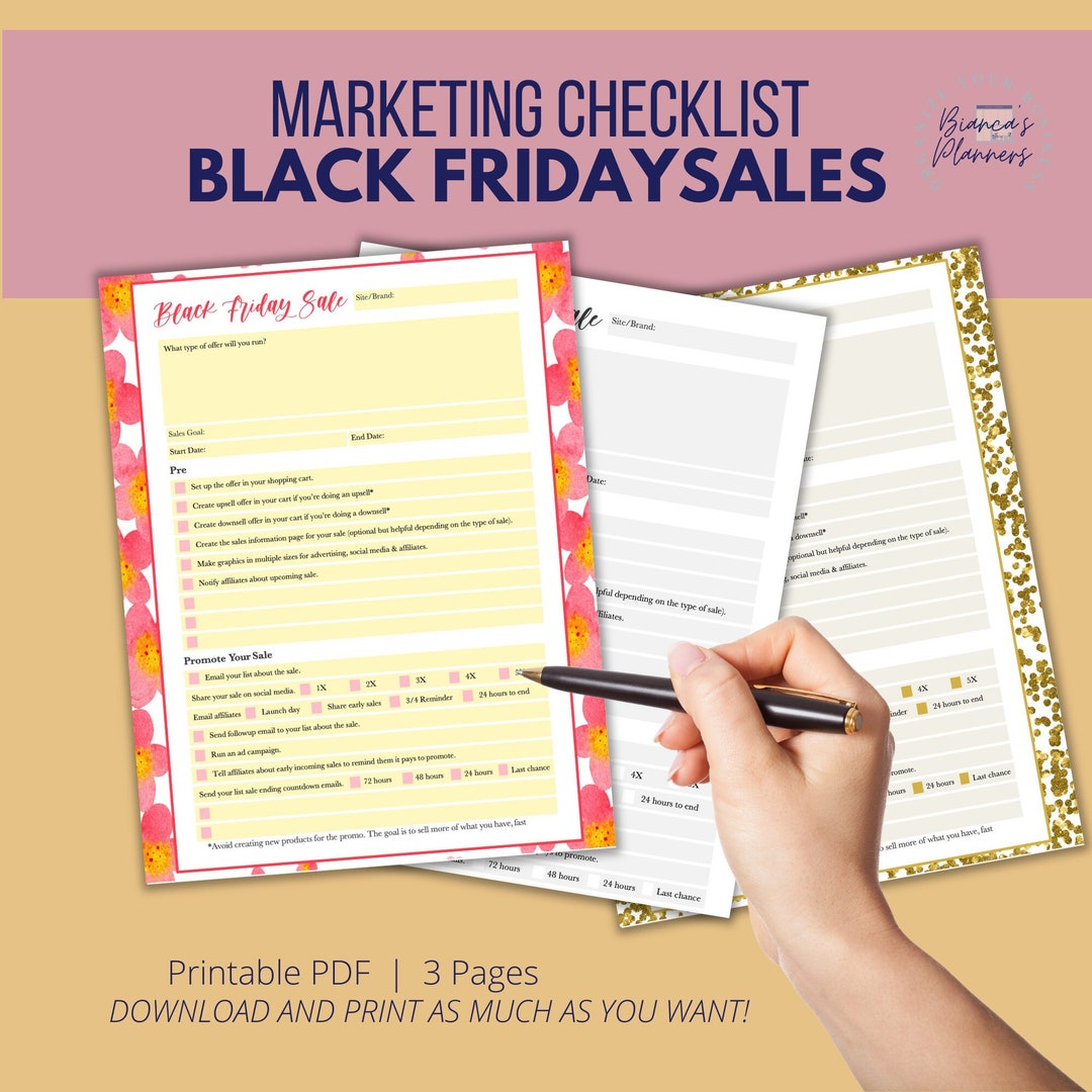 Printable Black Friday Sales Checklist, Marketing Planner, Marketing ...