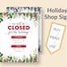 Customizable Holiday Shop Closed Sign: Printable Festive Signage ...
