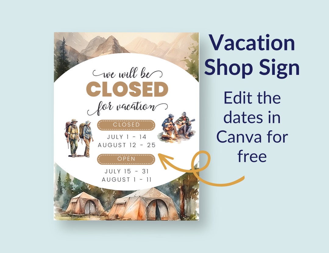 Customizable Shop Closed Sign | Printable | Fillable Shop Sign | Retail ...