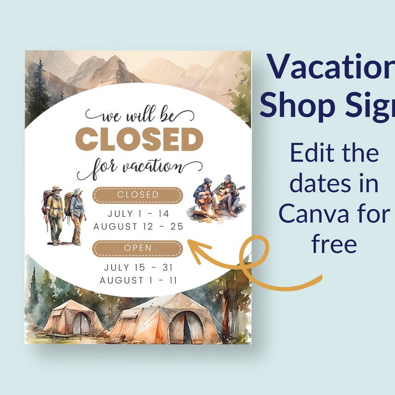 Closed for Vacation Signs - Etsy