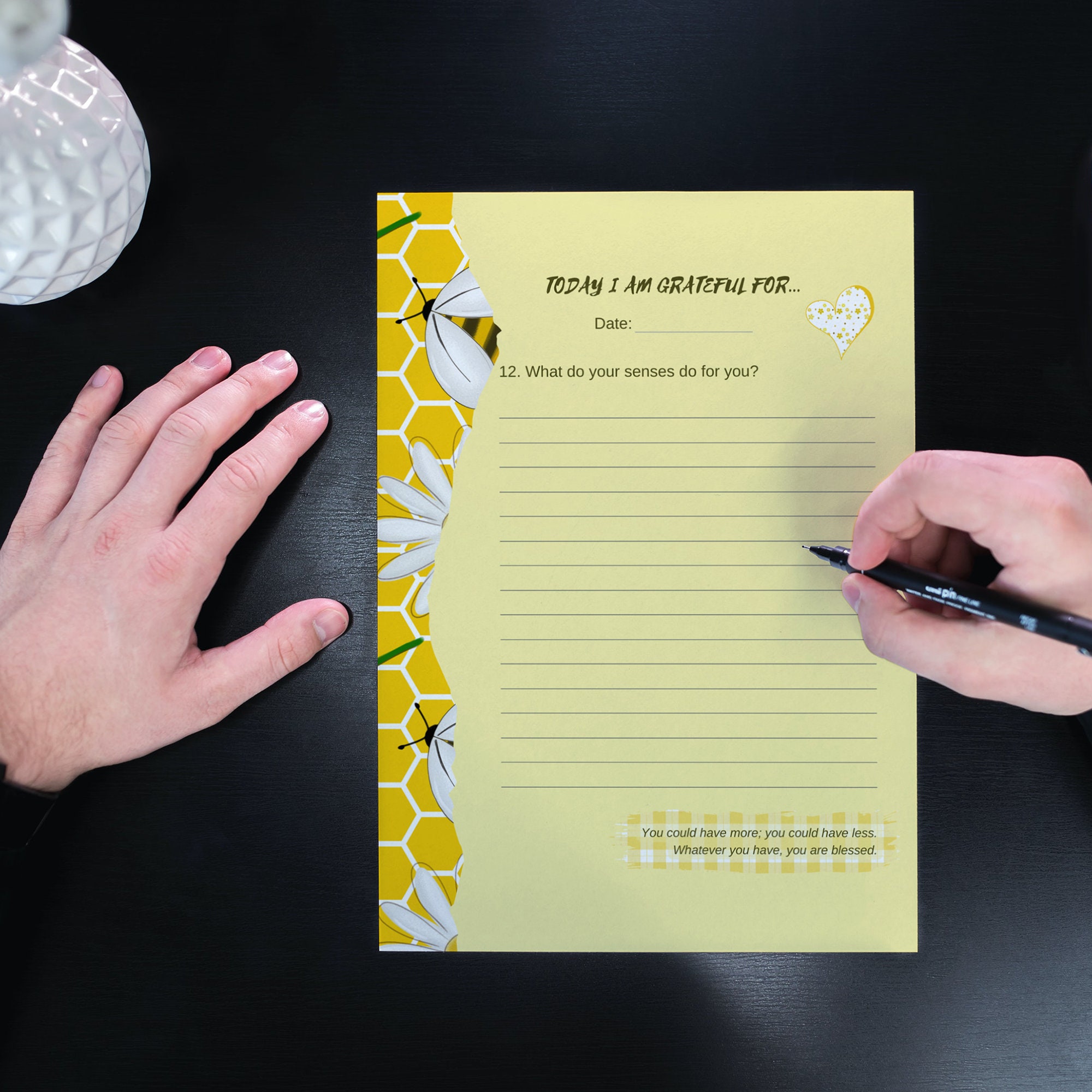 30 Day Gratitude Journal Sunflowers and Bees, Printable Journal ...