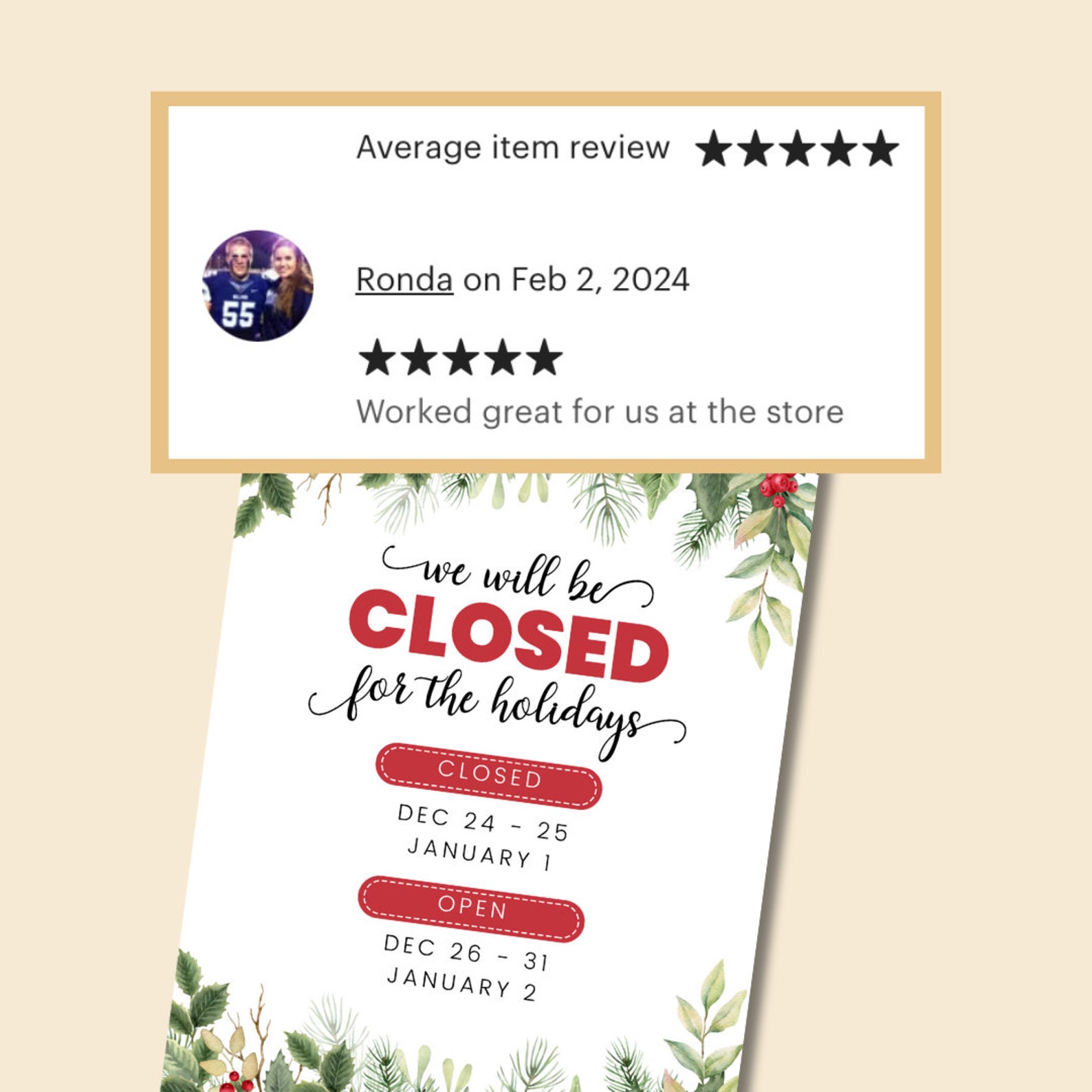 Customizable Holiday Shop Closed Sign: Printable Festive Signage ...