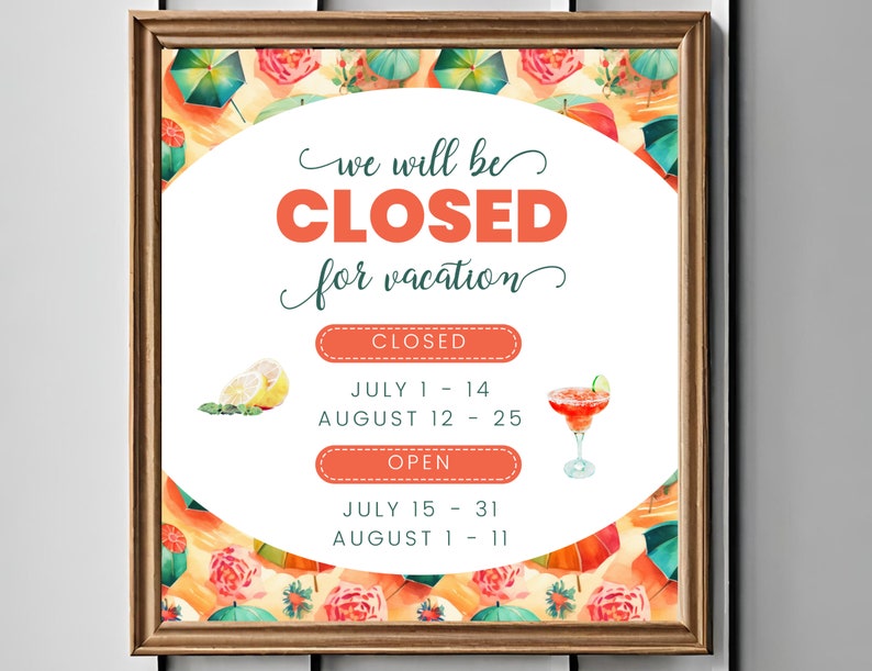 Customizable Shop Closed Sign | Printable | Fillable Shop Sign | Retail ...