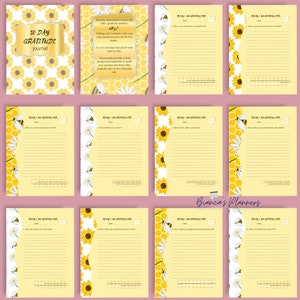 30 Day Gratitude Journal: Sunflowers and Bees Theme (printable PDF) - Etsy