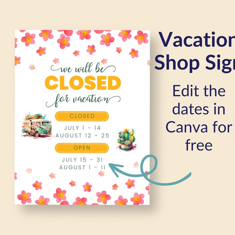 Closed for Vacation Signs - Etsy